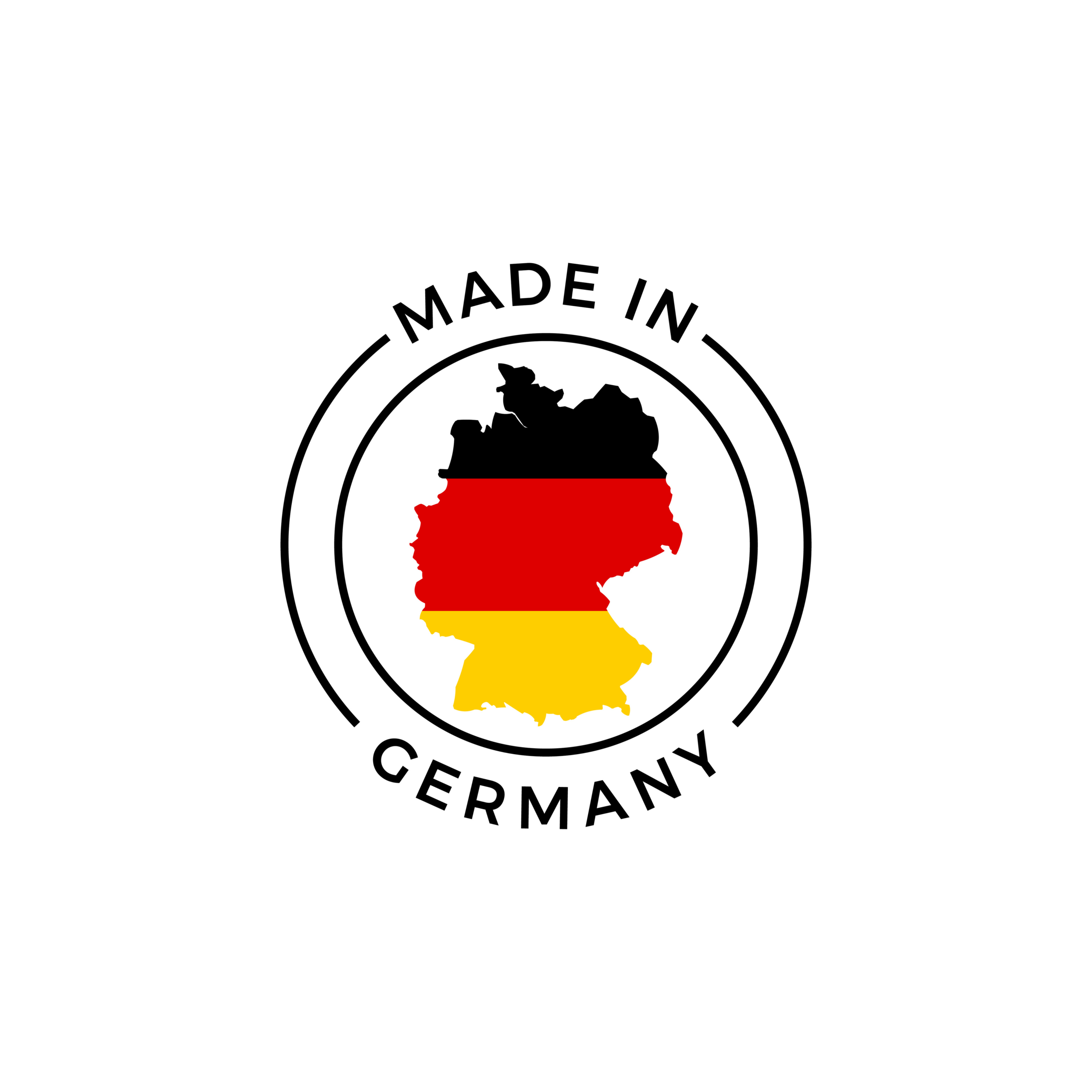 Made in Germany label icon of German flag map – Alamos GmbH